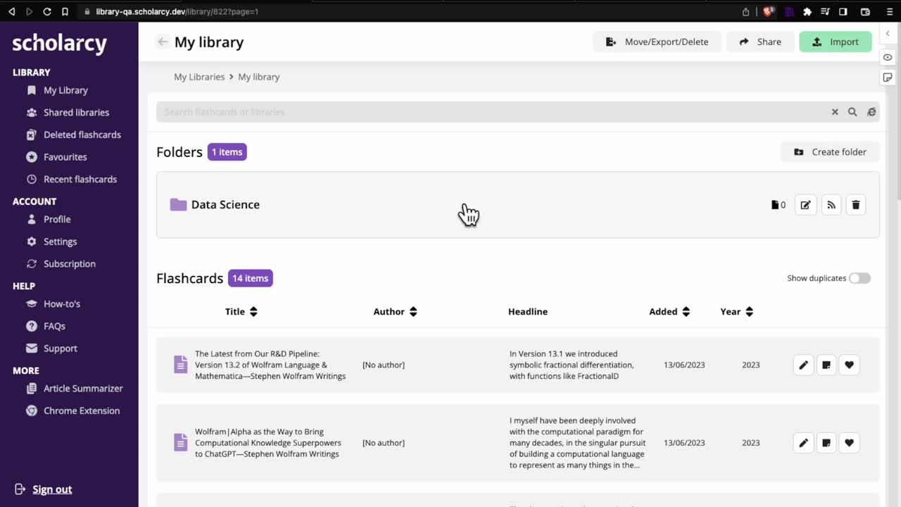 Easy import - Scholarcy User Guide